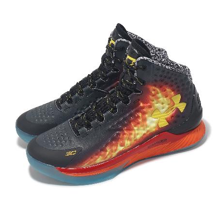 Under Armour 籃球鞋 Curry 1 Jam 男鞋 黑 橘紅 高筒 緩衝 運動鞋 UA 3028138001 9278635 ...